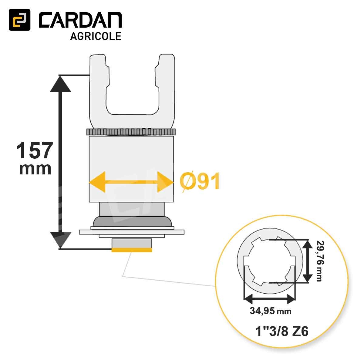 Roue libre Benzi 30,2x80 - 1-3/8 Z6 - Droite | Cardan Agricole