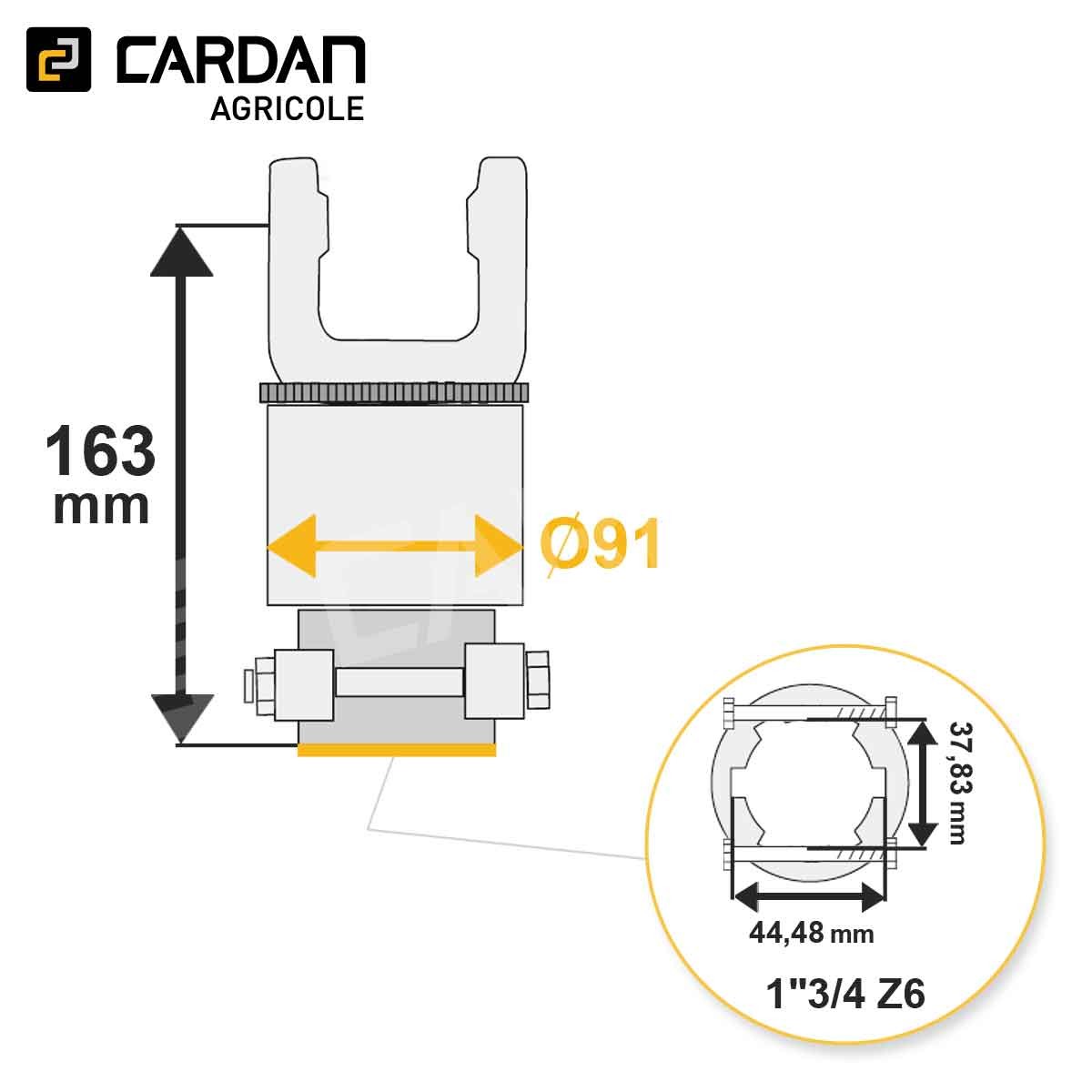 Roue libre Benzi 32x76 - 1-3/4 Z6 - Droite | Cardan Agricole