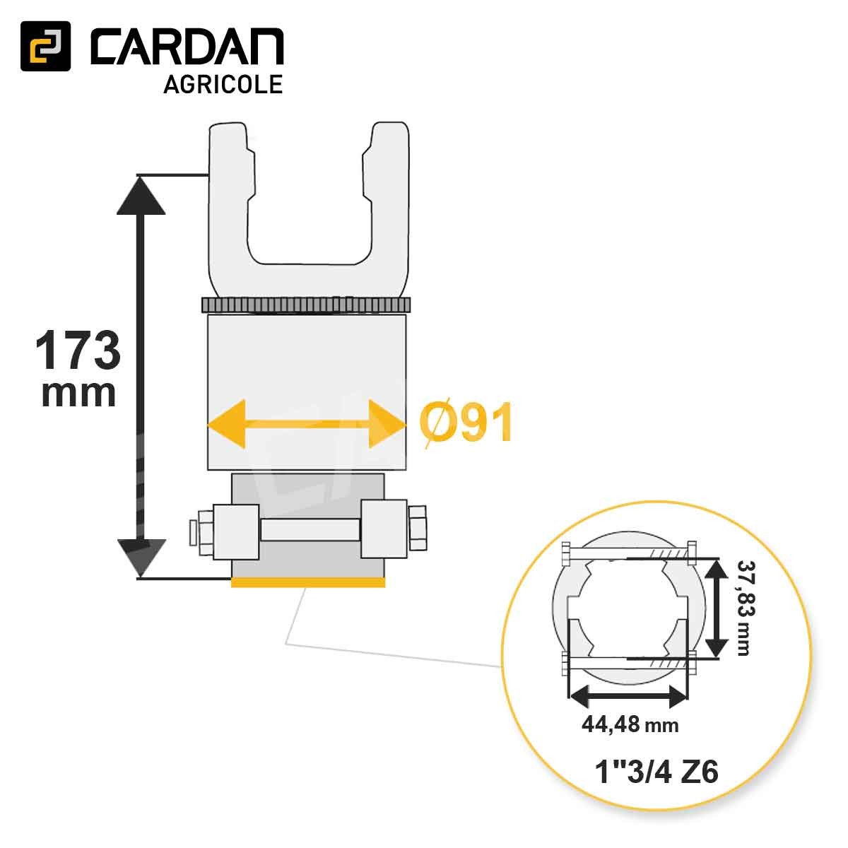 Roue libre Comer 35x94 - 1-3/4 Z6 - Droite | Cardan Agricole